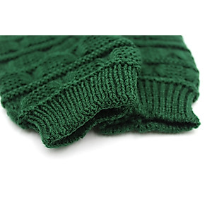 Women Winter Fingerless Gloves Crochet Knit Arm Warmers Mittens with Thumb Hole,Khaki