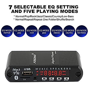 Bluetooth Audio Receiver FM Radio,MP3 Digital Player,LED 4-Digital Display,SD Card/USB Playback 3.5mm Audio Output(Black)