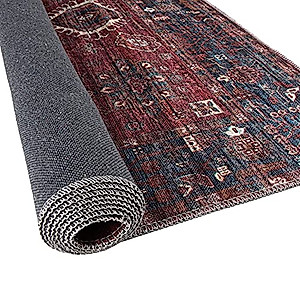 Rugs com Maahru Collection Washable Rug,Square Rust Red Low-Pile Rug Perfect for Living Rooms, Kitchens, Entryways Antique Red 3 ft 3 Square