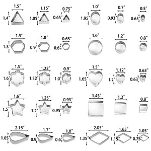 42Pcs Mini Cookie Cutters Set - Mickey Mouse Square Heart Star Flower Round Hexagon Oval Diamond Shapes Cookie Cutters, Polymer Clay Cutters for Kids (12PCS+30PCS Cookie Cutters）
