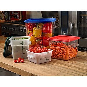 Carlisle FoodService Products Squares Square Food Storage Container with Stackable Design for Catering, Buffets, Restaurants, Plastic, 4 Quarts, White