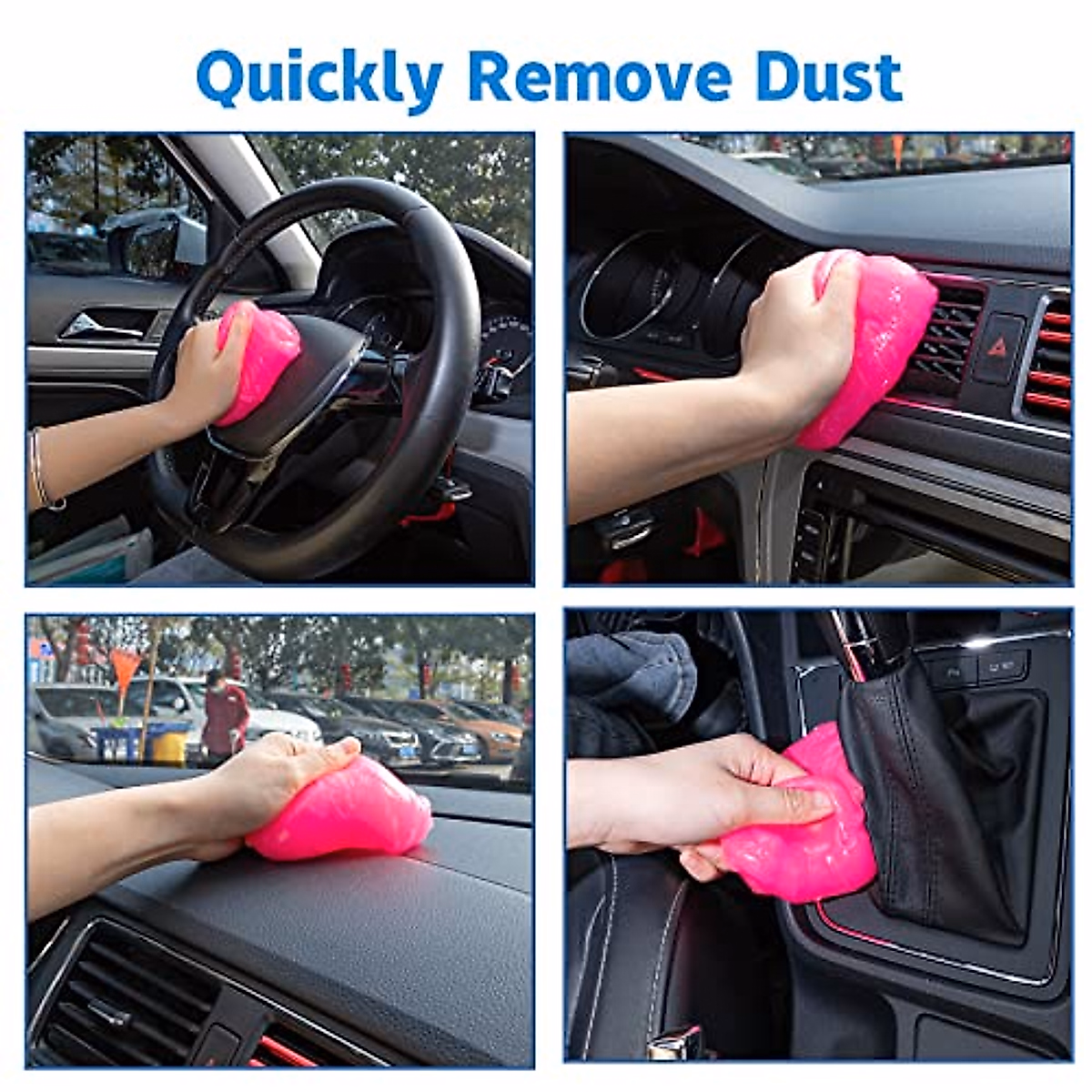 JUSTTOP Universal Cleaning Gel for Car, Car Cleaning Kit, Car Crevice Cleaner, Auto Air Vent Interior Detail Removal Putty Mud Slime Cleaner for Car Vents, PC, Laptops, Cameras(Pink)