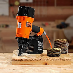VEVOR Coil Siding/Framing Nailer CN83N, 2" to 3-1/4" 15 Degree Pneumatic Siding Nail Gun with Tool-Less Depth Adjustment, 70-120PSI Air Coil Nailer for Siding Sheathing Wooding Fencing Decking