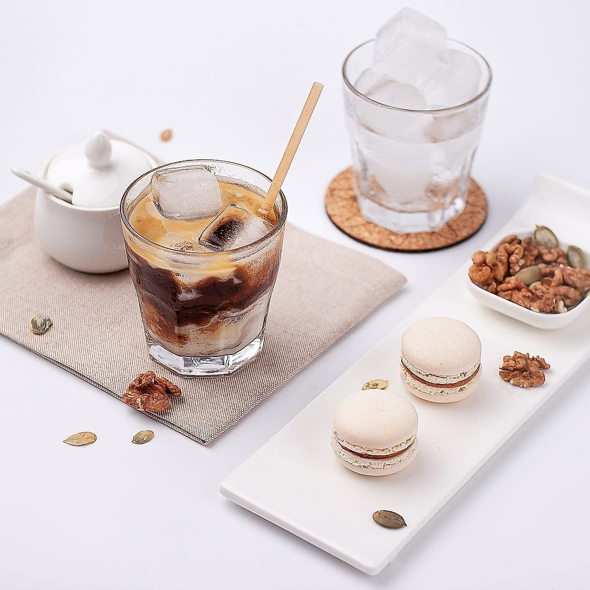 ECODECO 4 Cocktail Glasses - 9 Ounce - Gibraltar Old Fashioned Rocks Tumblers - w/Straws