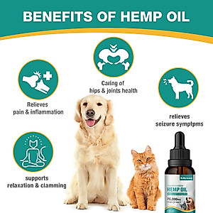 2 Pack Hemp Oil for Dogs & Cats- Helps Pets with Аnxiety, Pаin, Strеss, Аrthritis, Sеizures Rеlief - Organic Pet Hemp Oil Drops Treats - Skin Нiр Jоint Hеalth - Made in USA