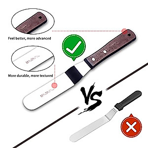 Cake Decorating Angled Icing Spatula Set of 6 8 & 10 Inch Wooden Handle Stainless Steel Offset Frosting Spatulas