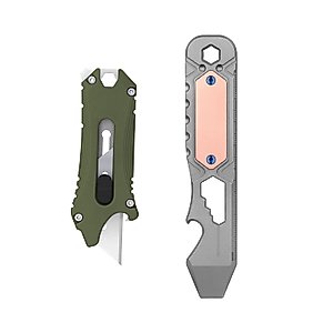 OKNIFE Otacle EDC Retractable Utility Knife, Box Opener Razor Knife with Otacle 2 EDC Ti Bottle Opener, Pry Bar
