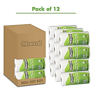 Marcal Paper Towels U-Size-It Sheets 2 Ply 140 Sheets Per Roll 100% Recycled - 12 "Roll Out" Rolls Per Case Green Seal Certified Paper Towel Rolls 06183