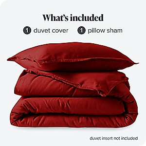 Bare Home Flannel Duvet Cover - Twin/Twin Extra Long - 100% Cotton, Velvety Soft Heavyweight Premium Flannel, Double Brushed - Includes Sham Pillow Covers (Twin/Twin XL, Red)