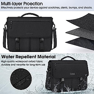 Laptop Bag 15.6 Inch Laptop Messenger Bag Waterproof Laptop Briefcase for Men Women Large Lightweight Shoulder Bag Computer Bag for Work Business Travel College, Black