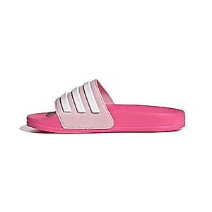 adidas Adilette Shower Slide Sandal, Clear Pink/White/Lucid Pink, 3 US Unisex Little Kid