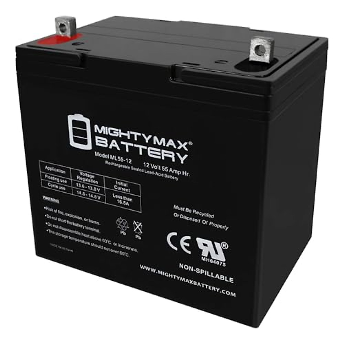 Mighty Max Battery Pride BATLIQ1018 12V 55Ah Sealed AGM Battery Group 22NF - 2 Pack