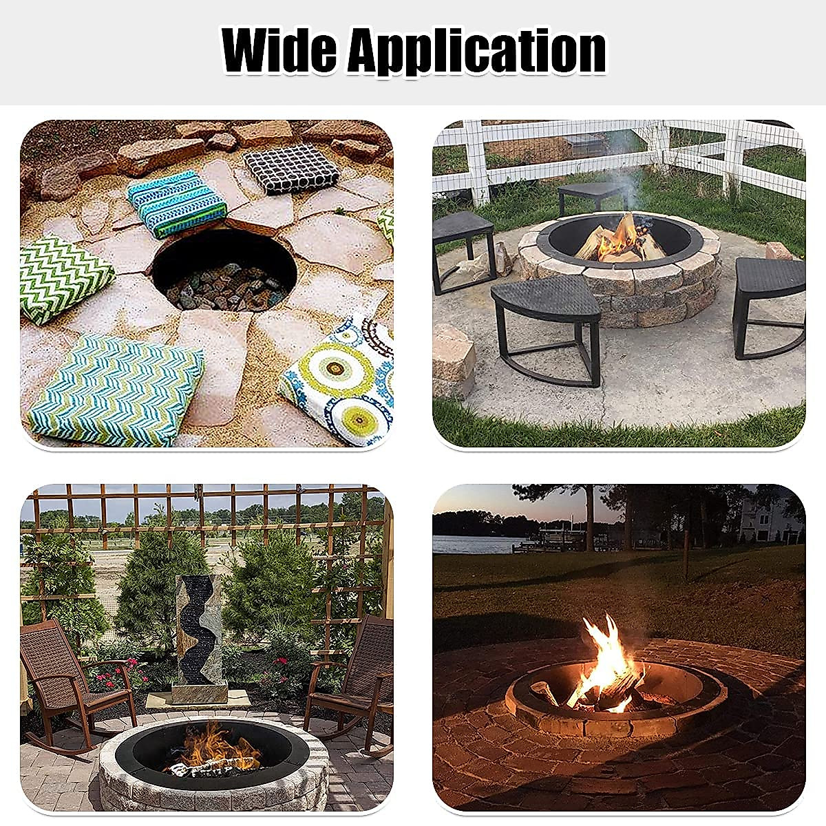 ARLIME Fire Pit Ring 36 Inch Outer, 30 Inch Inner Diameter, Heavy Duty Thick Solid Steel Fire Pit Liner, DIY Fire Ring Insert Above or In-Ground, Fire Rings for Outdoors, Backyard