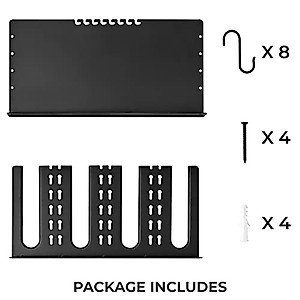 LADECH Set of 2 Holder Rack with Storage Shelf - Power Tool Organizer , Holds 4 Drills & Batteries - Heavy Duty Hanging Wall Mount for Garage , Home , Workshop - Iron