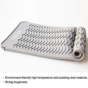 ANGENIL Professional Silicone Heat Resistant Mat Pouch for Hair Straightener, Curling Iron and Flat Iron, Portable Travel Mat and Cover for Hair Styling Tools, Grey