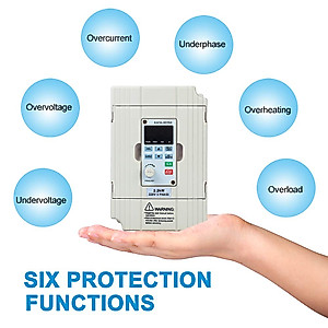 LAPOND Single Phase to 3 Phase Converter, 2.2KW 3HP VFD 220V 10A Output Variable Frequency Drive Vector Control Inverter for Spindle Motor CNC Speed Control,SVD-ES Series