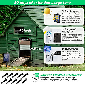 Automatic Chicken Coop Door - Solar Chicken Door with Timer, Light Sensor, Anti-Trap, Remote Control, Full Aluminum and Weatherproof, Anti-Pinch Design for Chickens Ducks Farms