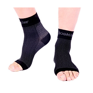 Doc Miller Foot Compression Sleeves for Plantar Fasciitis, Achilles Tendonitis, Heel & Arch Pain Relief, Best Nano Socks for Neuropathy Relief, for Men & Women, Stabilizing Toeless Design (Black, X-Large)