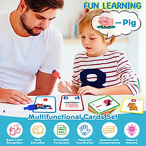 KMUYSL Short Vowel Spelling Flashcards, CVC Sight Words Handwriting Cards, Learn to Write Phonics Flash Cards, Fine Motor Montessori Educational Toy Gift for Kids 3 4 5 Years Old, 104 Pieces