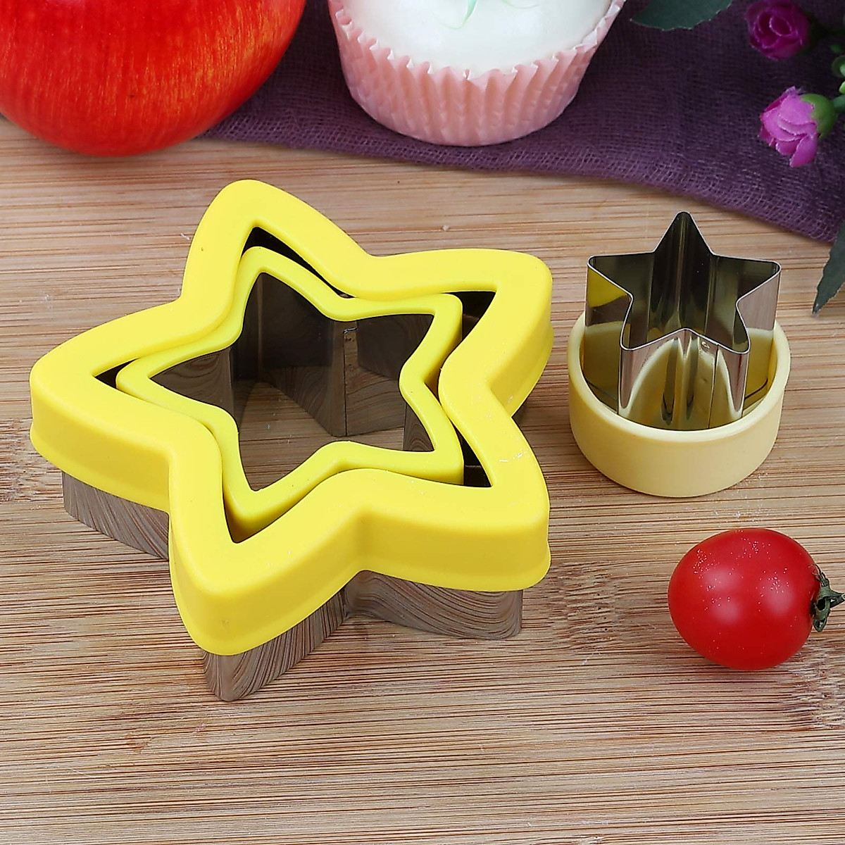 Star Cookie Cutters, Stainless Steel Star Shapes Baking Vegetable Shape Cutters, Mini & Medium & Large Star Cookie Cutters, Five-pointed Star Biscuit Molds，Vegetable Cutters Shapes Set for Kids Baking