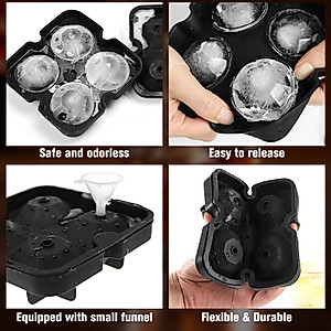Ice Cube Trays (Set of 2),Diamond-Shape Ice Cube Maker with Lids, Diamond-Shape Ice Cube Molds for Whiskey Cocktails & Bourbon,Reusable BPA Free Stackable Flexible Ice Molds with Funnel