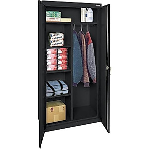 Sandusky Lee CAC1362472-09 Combination Garage Storage Cabinet, Steel Utility Cabinet with Adjustable Shelves, 72" H, Black