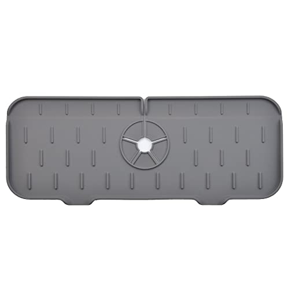 Kitchen Faucet Sink Splash Guard, Silicone Water Catcher Mat – Sink Draining Pad Behind Faucet, Grey Rubber Drying Mat for Kitchen & Bathroom Countertop Protect