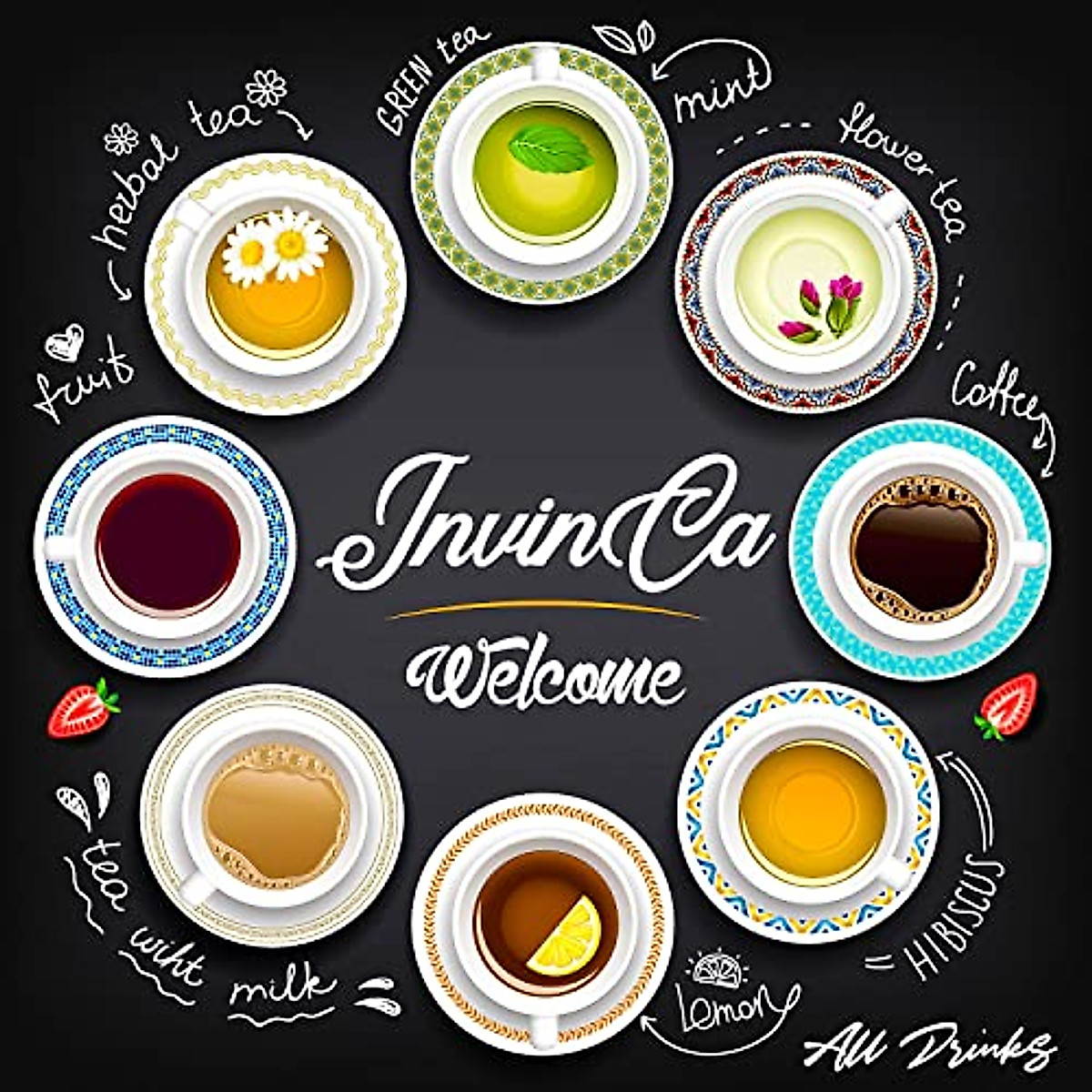 INVINCEA ONE-CLICK Travel Mug: Thermal Vacuum-Insulated Coffee Mug, Double-Wall Stainless Steel Durable Mug with a Leak Proof Lid for your Daily Hot/Cold/Ice Drinks; 16-oz Metal Cups. Black/Violet