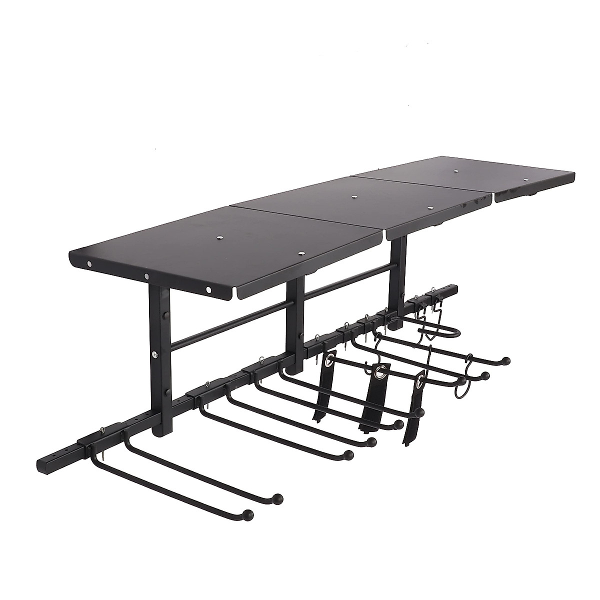 lukar Garage Tool Organizer Wall Mount, Adjustable Garage Tool Storage Rack, Garden Tool Storage Rack with 6 Hooks, Max 290 lbs Garage Storage for Garden Tools,Chair, Broom,Shovels, Trimmers.