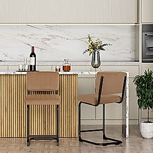 Okeysen Bar Stools Set of 2,Counter Height Bar Stools Bar Chairs,24 inch Tall Bar Stool with Back,Barstools Bar Height Set of 2,Kitchen Counter Stools Modern Velvet Bar Stools for Island Dining Party