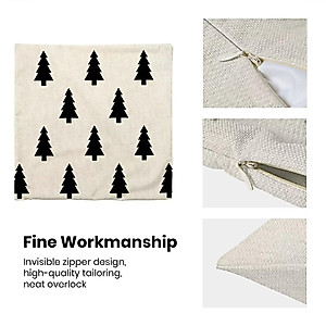 BETGINY Black and White Christmas Pillow Covers 20X20 Inch Pack of 2, Geometric Pattern Christmas Tree Decorative Throw Pillow Linen Winter Xmas Pillow Cases Cushion for Bedroom Home Sofa