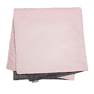 MEG ORIGINAL Minky Dot Baby Girl Blanket Pink & Charcoal Gray, 361