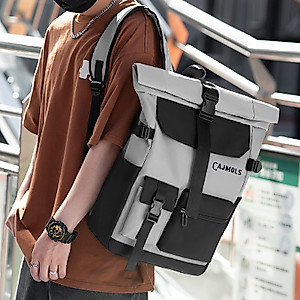 Cajmols School Backpack Waterproof Bookbag College High School Bag For Boys Girls Lightweight Casual Daypack Laptop Backpacks (C- Gray)