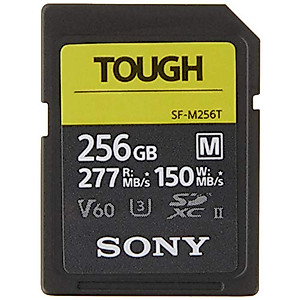 Sony TOUGH-M series SDXC UHS-II Card 256GB, V60, CL10, U3, Max R277MB/S, W150MB/S (SF-M256T/T1), Black