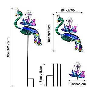 Solar Peacock Wind Spinner, Flower Wind Spinners, Peacock Statue Metal Kinetic Wind Sculpture for Outdoor Yard Patio Garden Decorations-47inch