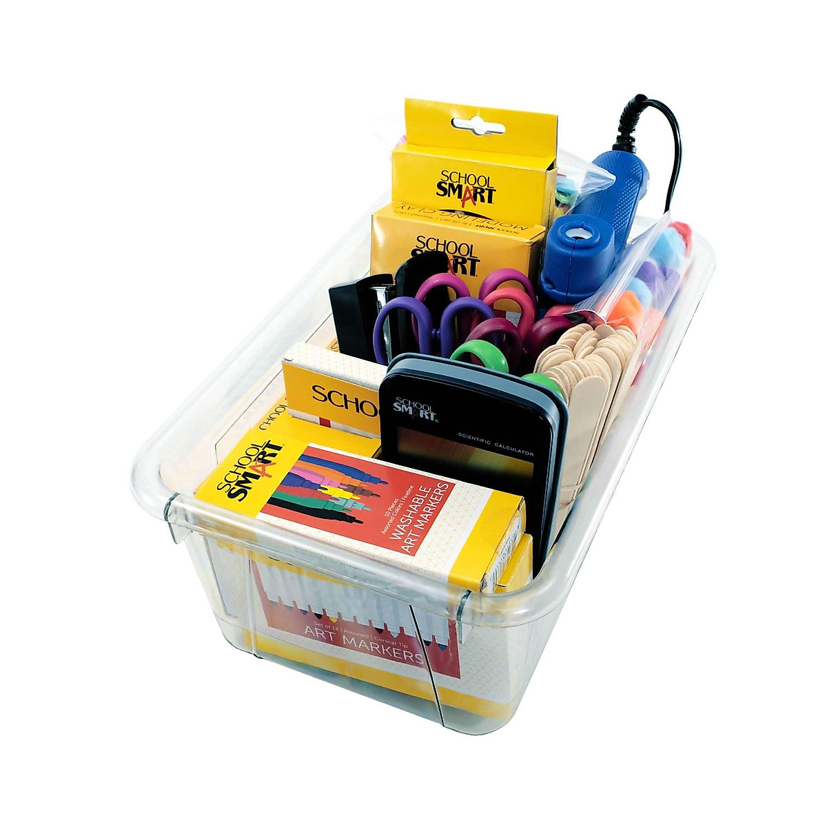 School Smart Tote Tray, 12 x 8 x 5 Inches, Translucent