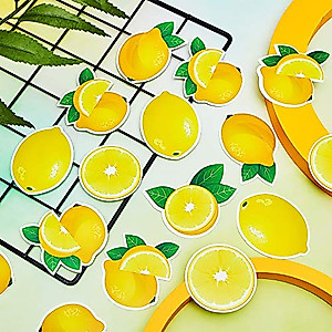 60 Pieces Lemon Cut Out Accents Mini Lemon Cutouts Paper Decorations Versatile DIY Fruit Sign Cutouts for Summer Bulletin Board Classroom School Party