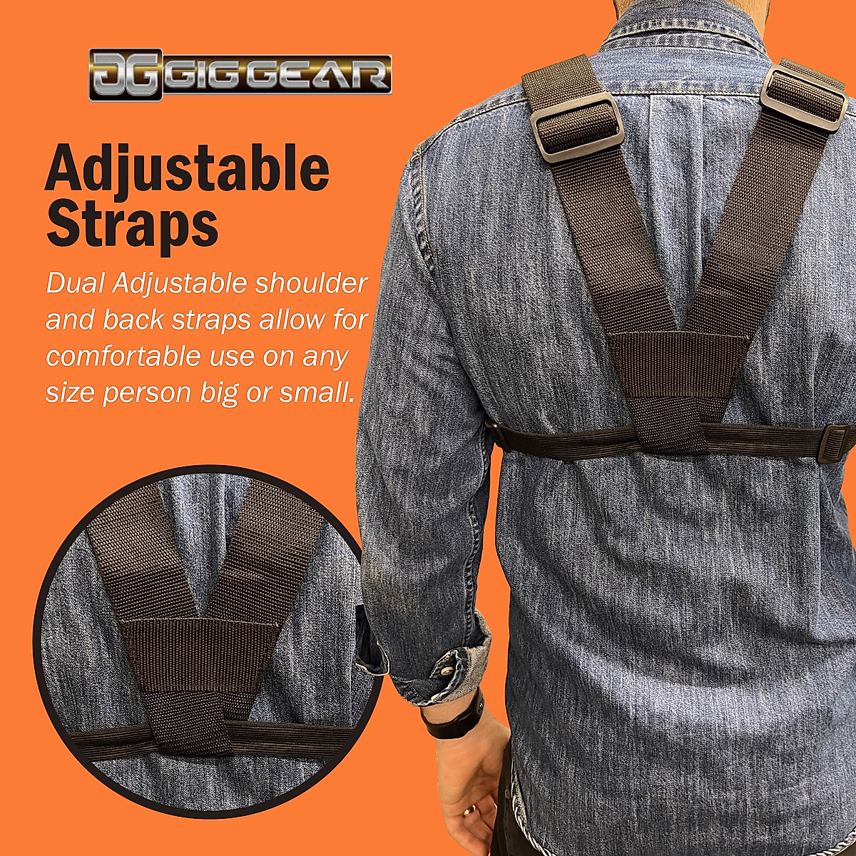 Gig Gear Two Hand Touch Tablet Chest Harness for iPad and Samsung Tablets - Rugged Tablet Carrying Case with Strap and Compartments - Heavy Duty iPad Chest Mount for 12.9 Inch Mobile Device (Black)