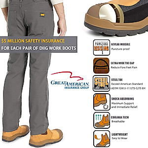 DIIG Work Boots for Men, Steel Toe Waterproof Working Boots, Slip Resistant Anti-Static Slip-on Safety Working Shoes 8 9 10 11 12 13 (TAN/822EE, 9.5)