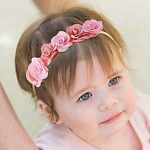 NUWAJP Baby Girls Headbands Flower Headband 6 Pcs Nylon Elastic Headbands Newborn Hair Bows Hair Accessories Gifts for Infant Toddlers Kids