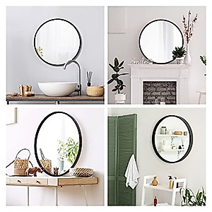 ZenStyle Black Circle Wall Mirror 18 Inch Round Wall Mirror with Metal Frame for Entryways, Bathrooms, Living Rooms, Wall Decor, Farmhouse, Makeup Vanity (Black, 18" x 18")