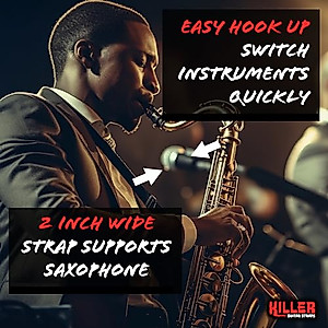 Killer-Q Saxophone Strap - Stylish Quick Release, Adjustable Sax Neck Straps, Fire Print