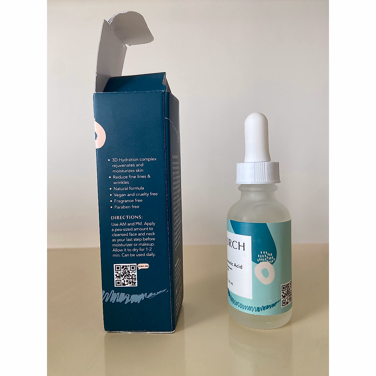 NURCH Pure Hyaluronic Acid Serum for Face + Snow Mushroom + Vitamin B5 | Natural & Lightweight | Vegan, Clean, & Fragrance Free | Moisturizer Hydrates Dry Skin & Reduces Appearance of Fine Lines, 1 Oz