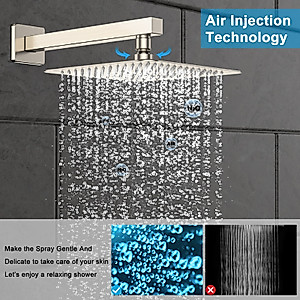 Rain Shower System Sets Faucet: EMBATHER 10 Inch Overhead Rainhead Shower Combo Set With Handheld And Valve-Luxury Modern Mixer Rainfall Brushed Nickel Shower Faucets Sets Complete