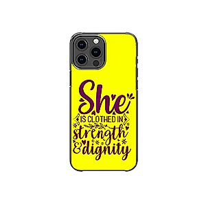 She Is Clothed In Strength & Dignity Strong Women Motivational Inspirational Pattern Art Design Anti-Fall and Shockproof Gift iPhone Case (iPhone XR)