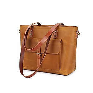 Top Handle Crossbody Purse Genuine Leather Shoulder Bag Work Totes for Women Purse Handbag with Back Zipper Pocket Large F031 (FB031)…