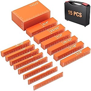 Neitra Setup Blocks Woodworking - 15 PCS Aluminum Height Gauge Blocks Set - Woodworking Measuring Tools Precision Setup Bars for Router and Table Saw