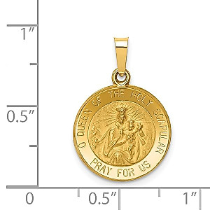 IceCarats 14K Yellow Gold Queen of The Holy Scapular Reversible Medal Necklace Charm Pendant 23mm x 15.85mm Only