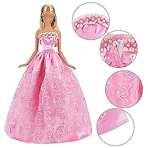 BARWA 5 Pcs Handmade Doll Clothes Wedding Gowns Party Dresses for 11.5 inch Dolls (A：5 Pcs Dresses(Random Style))