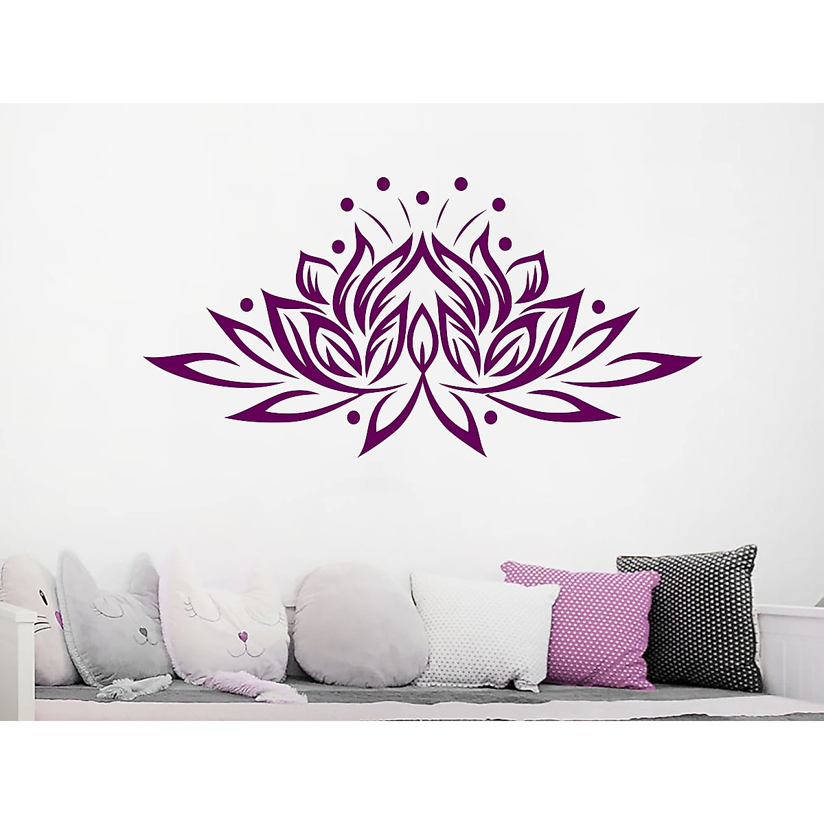 Lotus Flower Wall Decal. Yoga Studio Wall Decor. Bohemian Vinyl Sticker. Mandala Decals. Namaste Bedroom Wall Decor С813